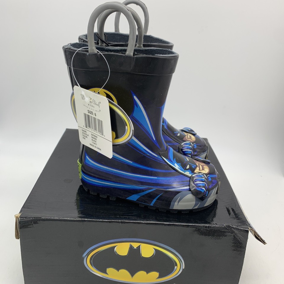 Kids Western Chief Rubber Rain Boots BATMAN Child SZ 7 NWT Blue Black ...