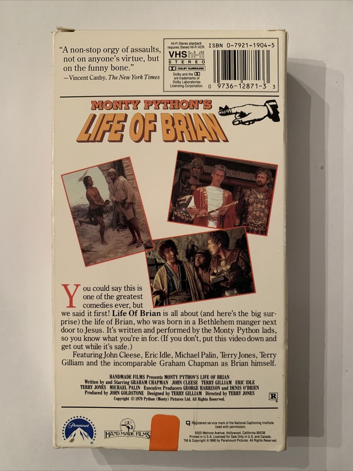 Monty Pythons Life of Brian (VHS, 1994) 97361287133| eBay