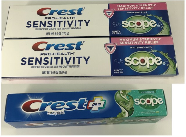 2x Crest Sensitivity Whitening Plus Scope Toothpaste Minty Fresh 6 Oz ...