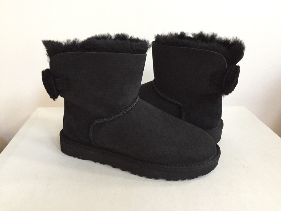 UGG ARIELLE MINI BAILEY FUR BOW BLACK BOOTS USA 11 / EU 42 / UK 9.5 ...