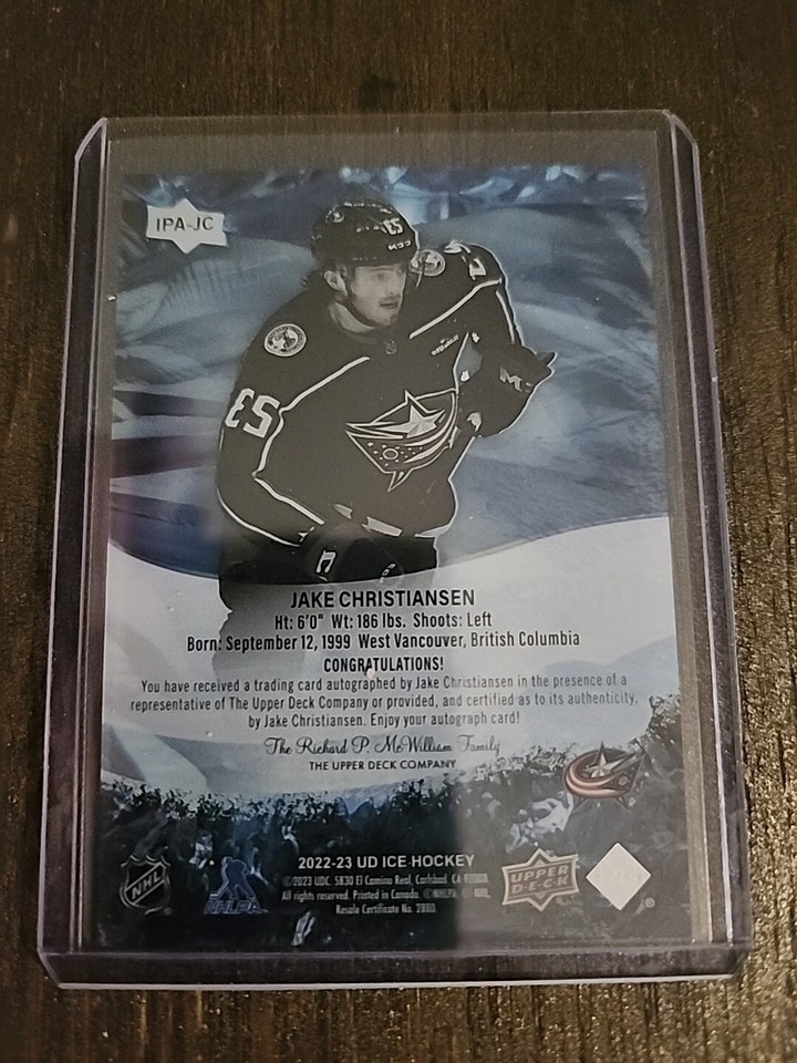 2022/23 Upperdeck Ice Jake Christiansen Premiers Autographs Rc/199 ...