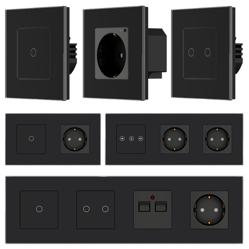 Touch, Lichtschalter, Wechselschalter, Steckdose, Dimmer, TV, USB, Glas ...