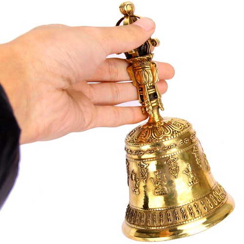17.5cm Copper Hand Rattles Ground Bells Buddhist Supplies Taoist Buddha ...
