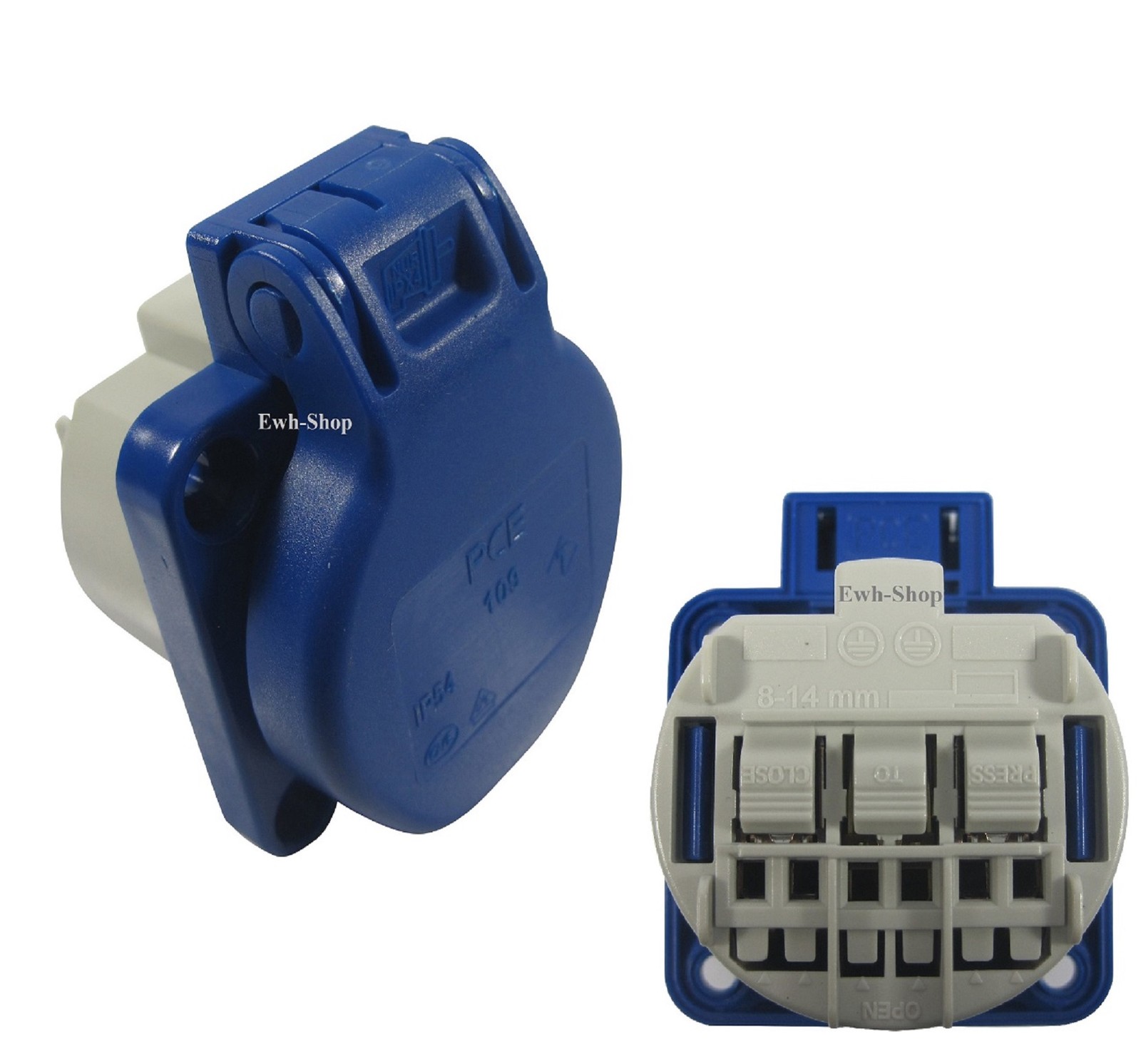 PCE Anbau Einbau Schuko Steckdose mit Klappdeckel Steckdose Steckklemme ...