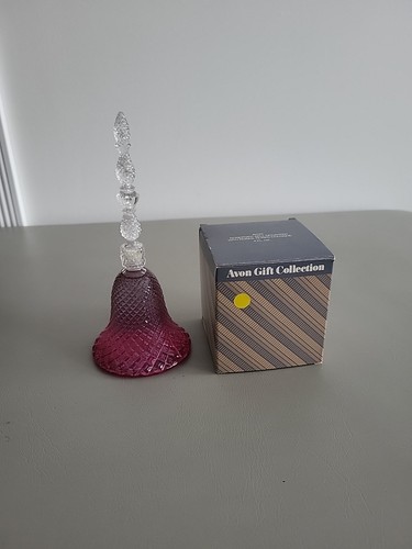 Vtg Avon Rosepoint Bell Roses Roses Cologne Cranberry Glass 1977 8 1/2 ...