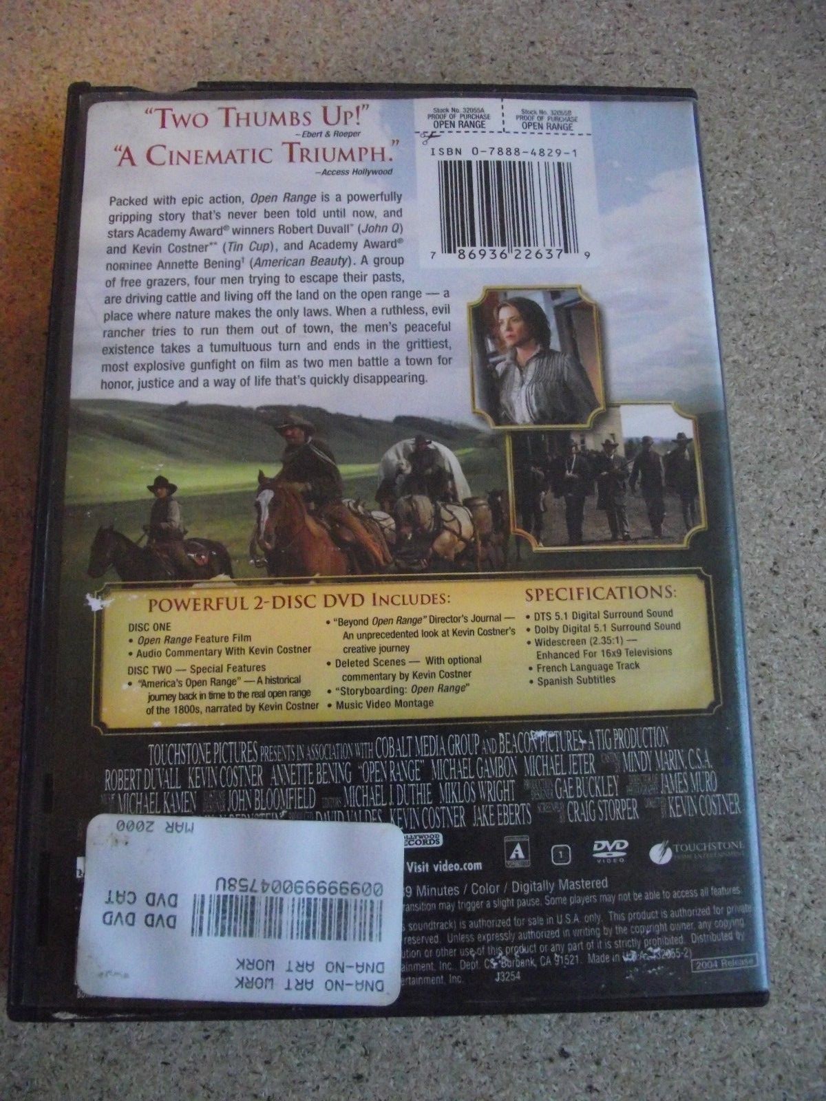 Open Range (DVD 2004, 2-Disc Set) Robert Duvall, Kevin Costner, A ...