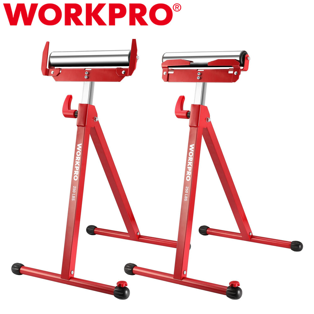 WORKPRO 2-Pack Folding Roller Stand Height Adjustable Heavy Duty 250LBS ...