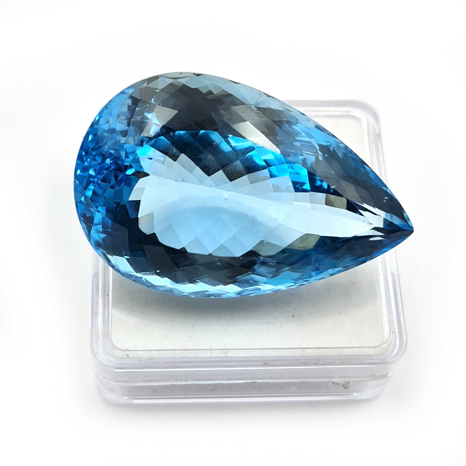 Jumbo Natural Blue Topaz Pear Cut Pendent Size Loose Gemstone 25x39 MM ...