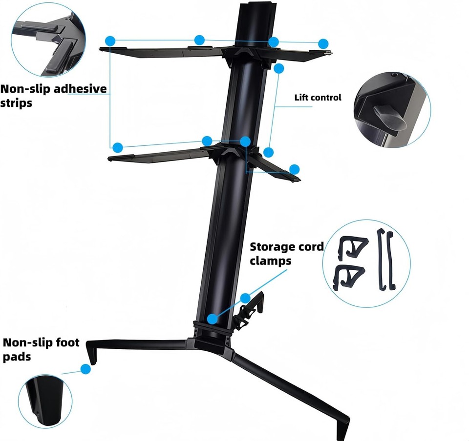 Column Keyboard Stand Professional Heavy Duty Aluminum Alloy Black ...