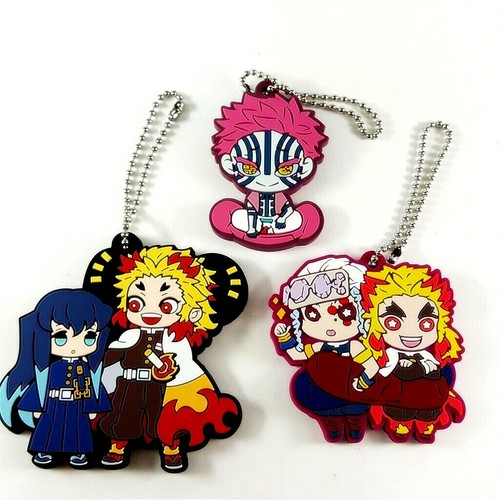 Demon Slayer Stasto Rubber Keychain Set of 3 Lot Akaza Kyojuro Muichiro ...