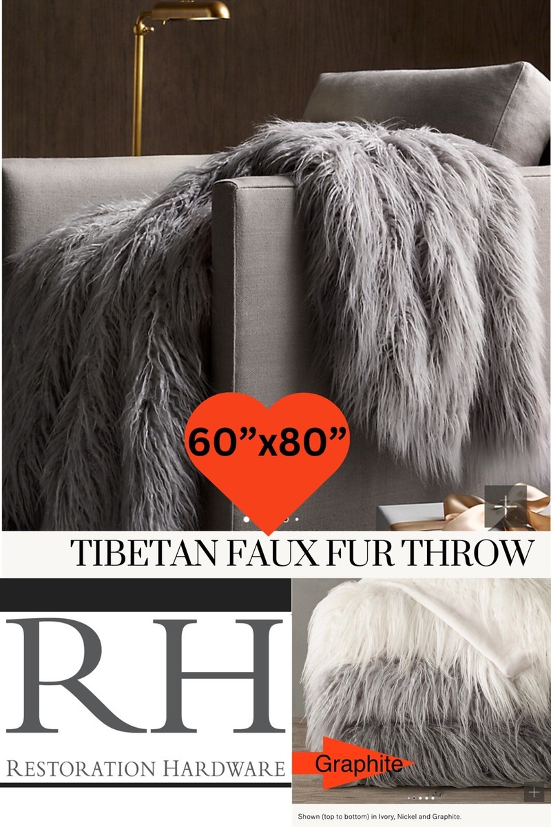 Restoration Hardware Faux Fur Throw PARK AVENUE FAUX FUR THROW Rite