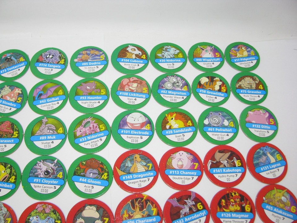 1999 Pokemon Master Trainer Board Game 128 Chips Token Pog Pieces Only ...