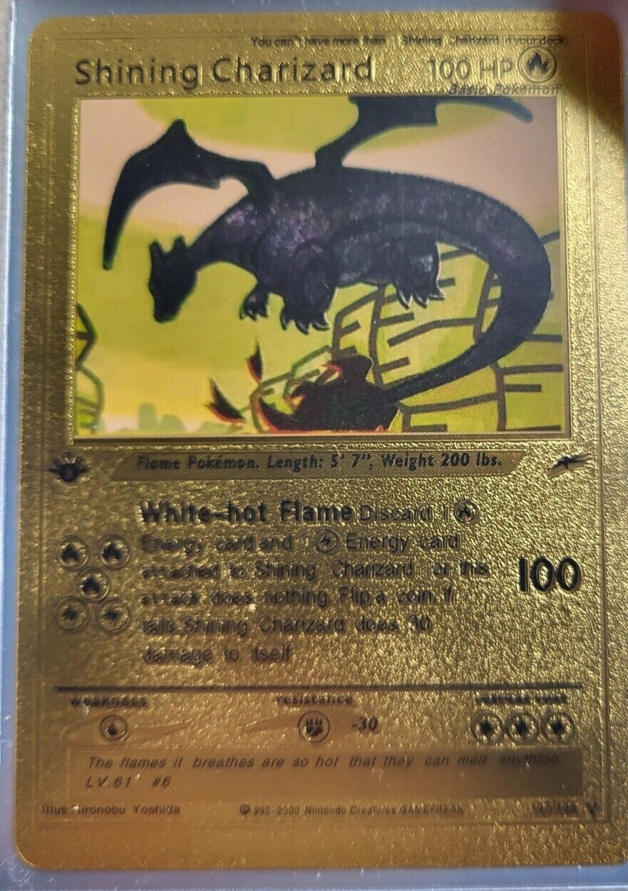 Shining Charizard 107/105 Gold Foil Pokemon Card First Edition 1995 ...
