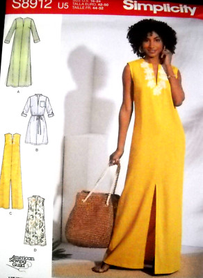 Dresses with Neck Sleeve Variations Misses 16-24 Simplicity 8912 Sewing ...