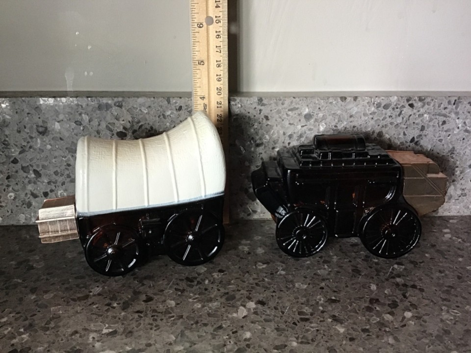 AVON STAGECOACH GLASS DECANTER & COVERED WAGON Bottle- EMPTY | eBay UK