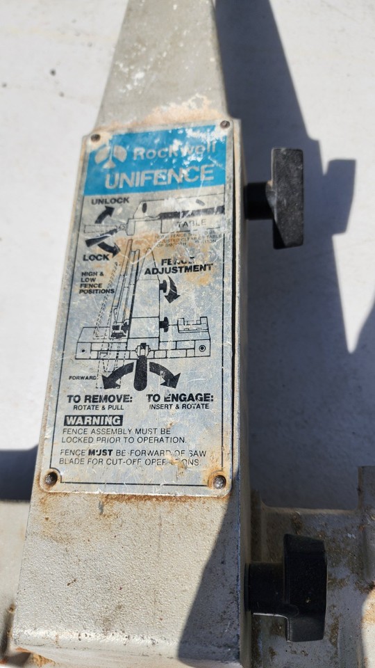 Delta Rockwell 10" Unisaw Table Saw Unifence Rip Fence Head Assembly ...