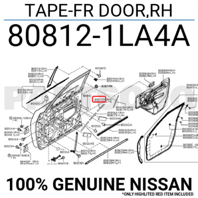 808121LA4A Genuine Nissan TAPE-FR DOOR,RH 80812-1LA4A | eBay