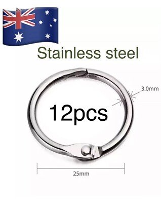 12X Stainless Steel Metal Loose Leaf Ring Binder Keychain Snap Keyring ...