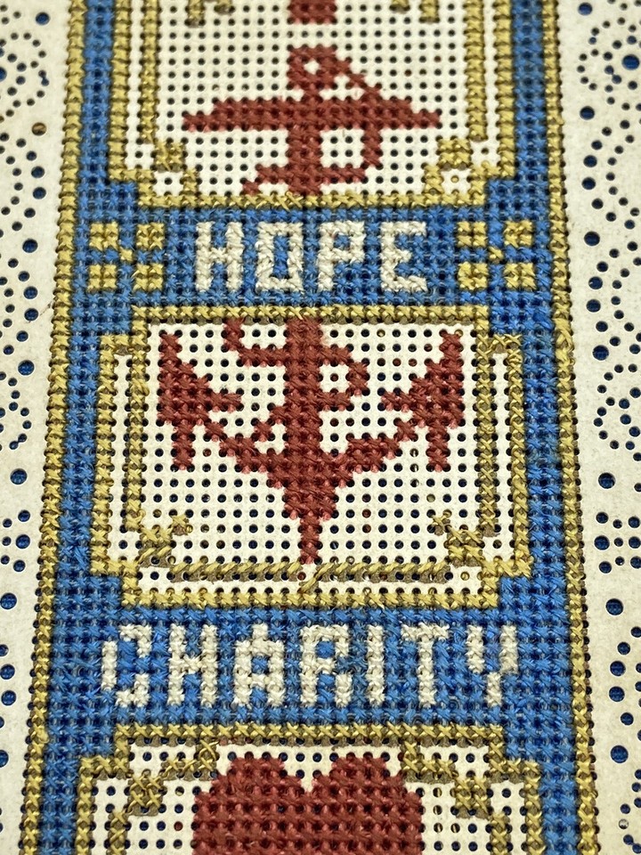 Beautiful Victorian Embroidered Sampler Faith Hope Charity Bookmark ...
