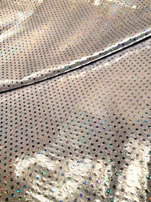 4 yards Iridescent Silver Stretch Spandex Foil Fabric 130" X 60" Bev | eBay