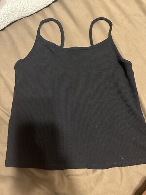 American Eagle Size Black Cropped Spaghetti Strap Tank Top Adjustable ...