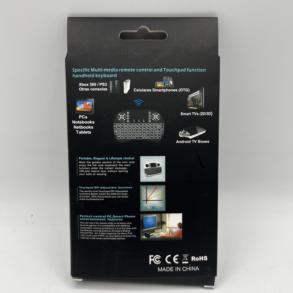 2.4gHz Backlit Mini Wireless Handheld Keyboard Mouse Touchpad Black ...