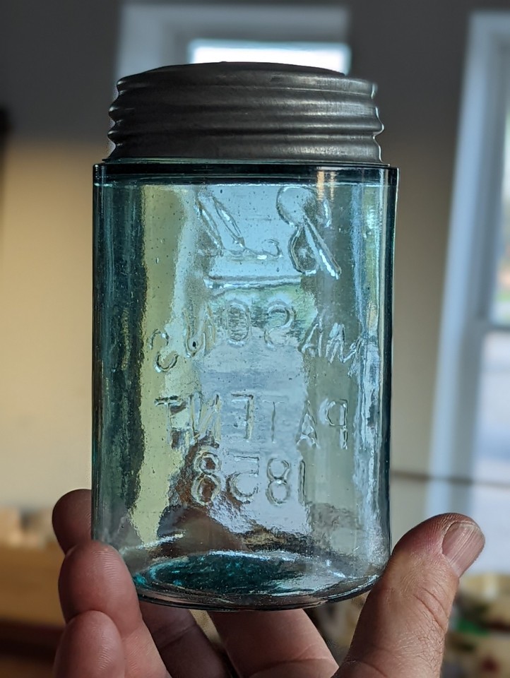 Script Underlined Ball 1858 Pint Mason Fruit Jar Ground Lip 1890s | eBay