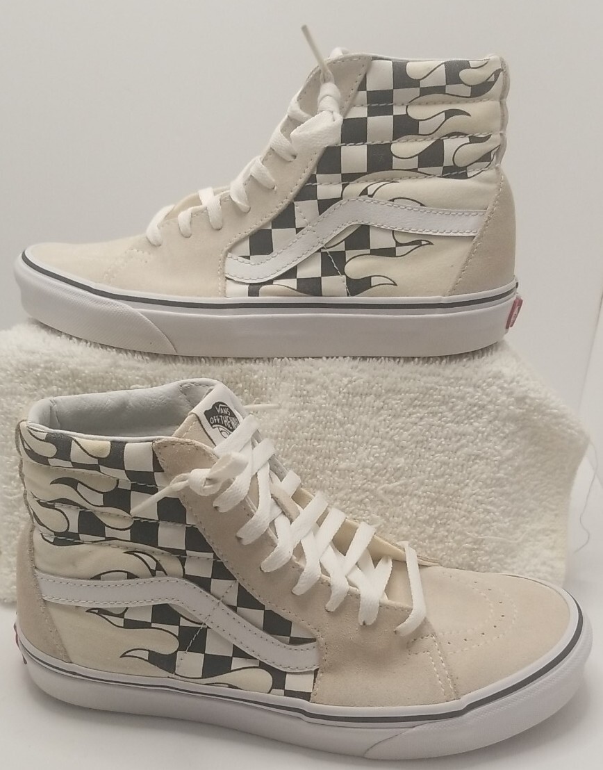 Vans Sk8 High Top Checkered Flame Skateboarding Shoes… - Gem