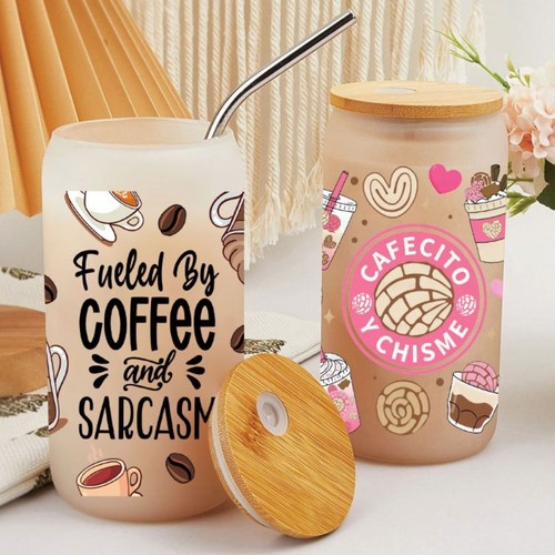 Rub on 16oz Cup Wraps Coffee Printed Transfer Cup Stickers | eBay Australia