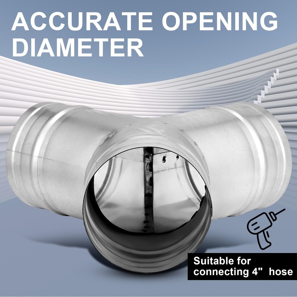 4 Inch Duct Splitter for Exhaust Fan 3 Way Duct Hose Connector Metal 45 ...