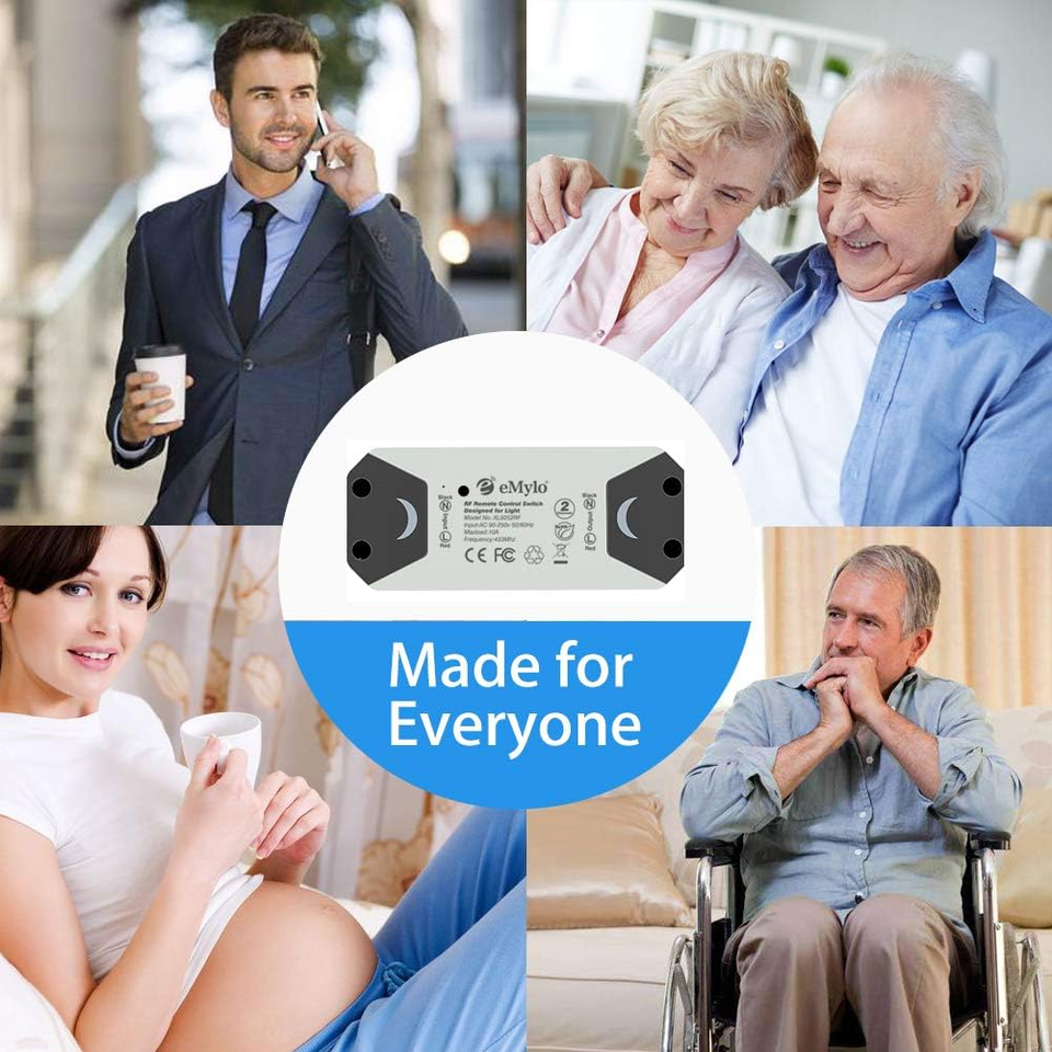 Emylo Smart Wireless Relay Switch RF Remote Control 220V 2 Canali ...