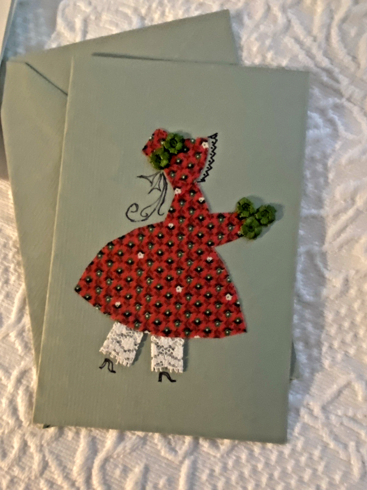 4 Vintage Hand-Made Note cards Stationery with Envelopes very cute ...