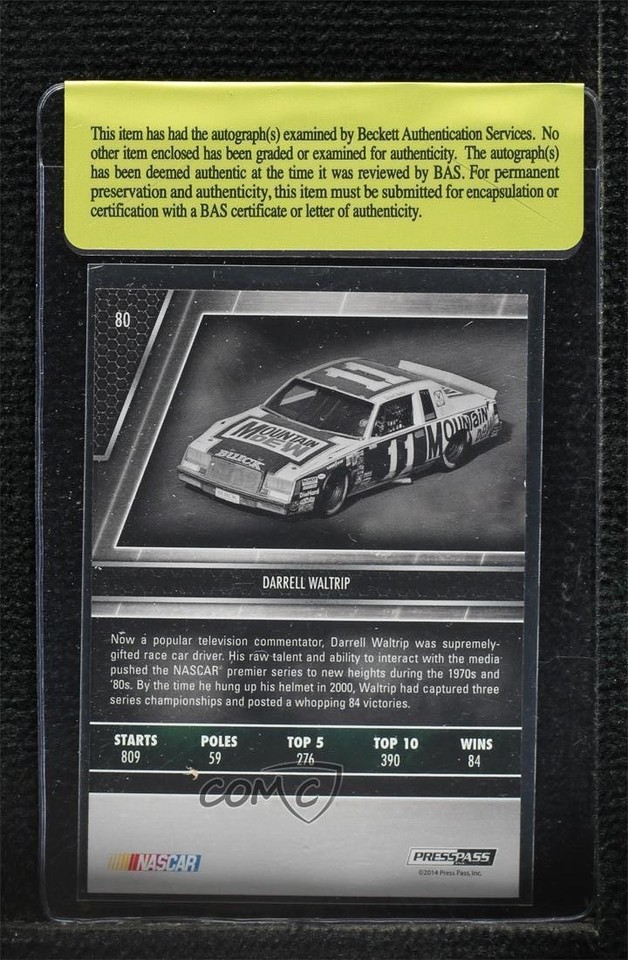 BAS 2014 Press Pass Redline Darrell Waltrip #80 Authentic Auto HOF 3c7 ...