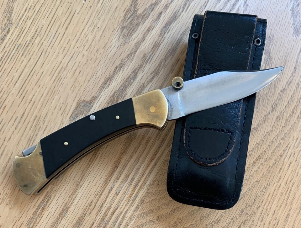 RARE EARLY 2 LINED INVERTED BUCK 112 MICARTA KNIFE USED BRT5 | eBay