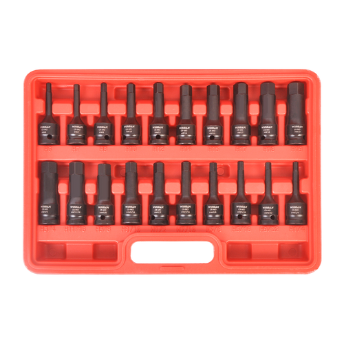 1/2" Drive Master Impact Hex Driver Tools Set, Metric 6-19mm SAE 1/4"-3 ...