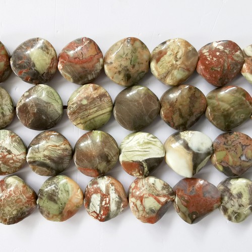 Full Strand Mushroom Jasper Polish Twisted Coin Beads 16mm | eBay