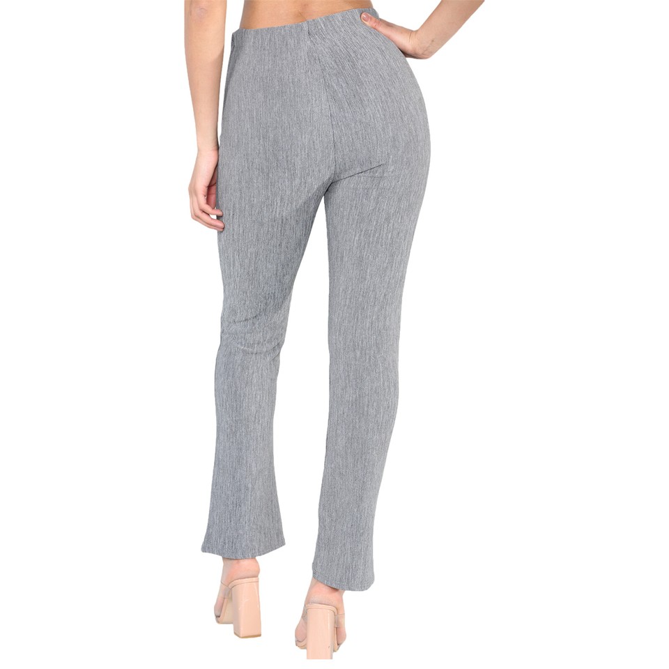 2 PACK WOMENS BOOTLEG TROUSERS LADIES BOOTCUT STRETCH FINELY RIBBED ...