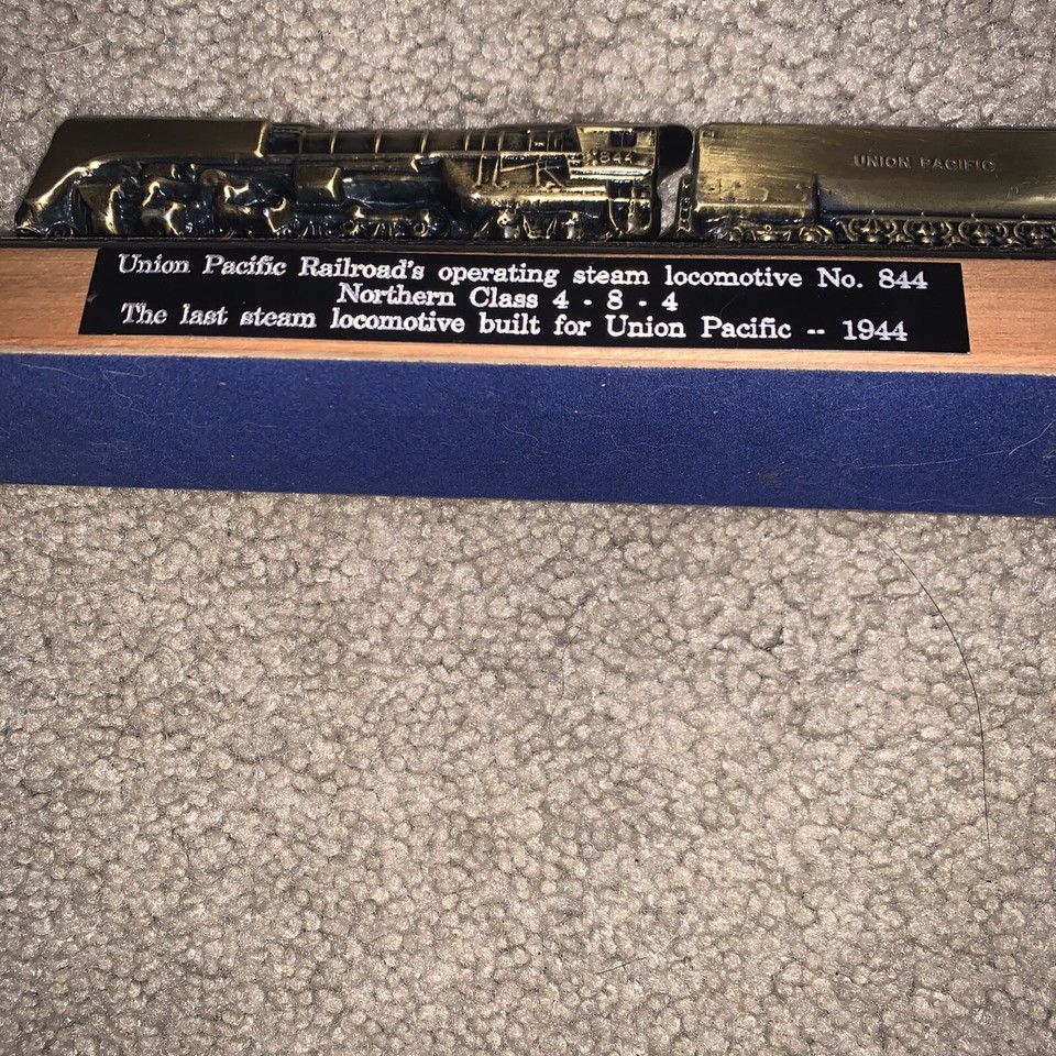 Union Pacific Brass Train *Very RARE* Steam Display Model Plaque Wood ...