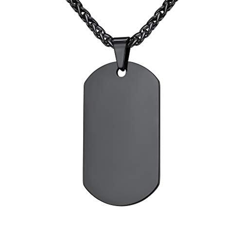 Custom4U Collier Homme Plaque Militaire Noir Pendentif Dog Tag Bijoux ...