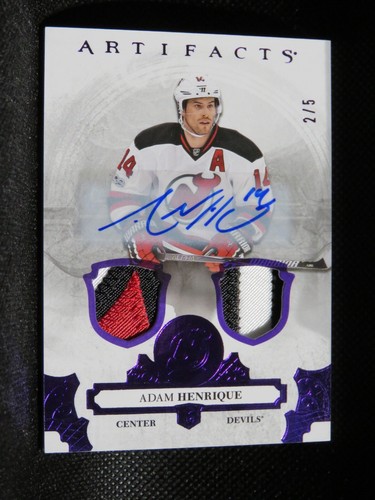 2017-18 Upper Deck Artifacts Adam Henrique Purple Autograph Dual Patch ...