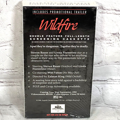 Wildfire & September 30, 1955 VHS New Screener Watermarks Dennis Quaid ...