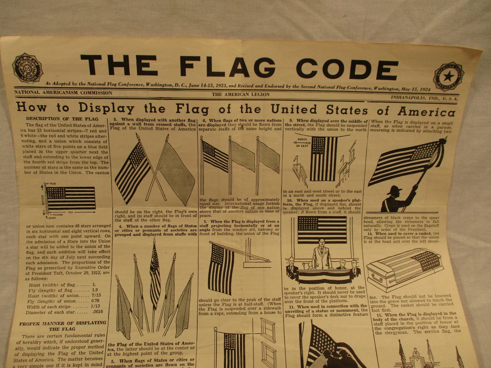 Vintage c1940s American Legion Flag Code Guide Booklet w/ National ...