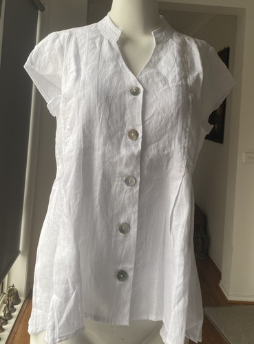 Foil Loves Linen Capped Shirt - White - Size 10 - BNWT | eBay