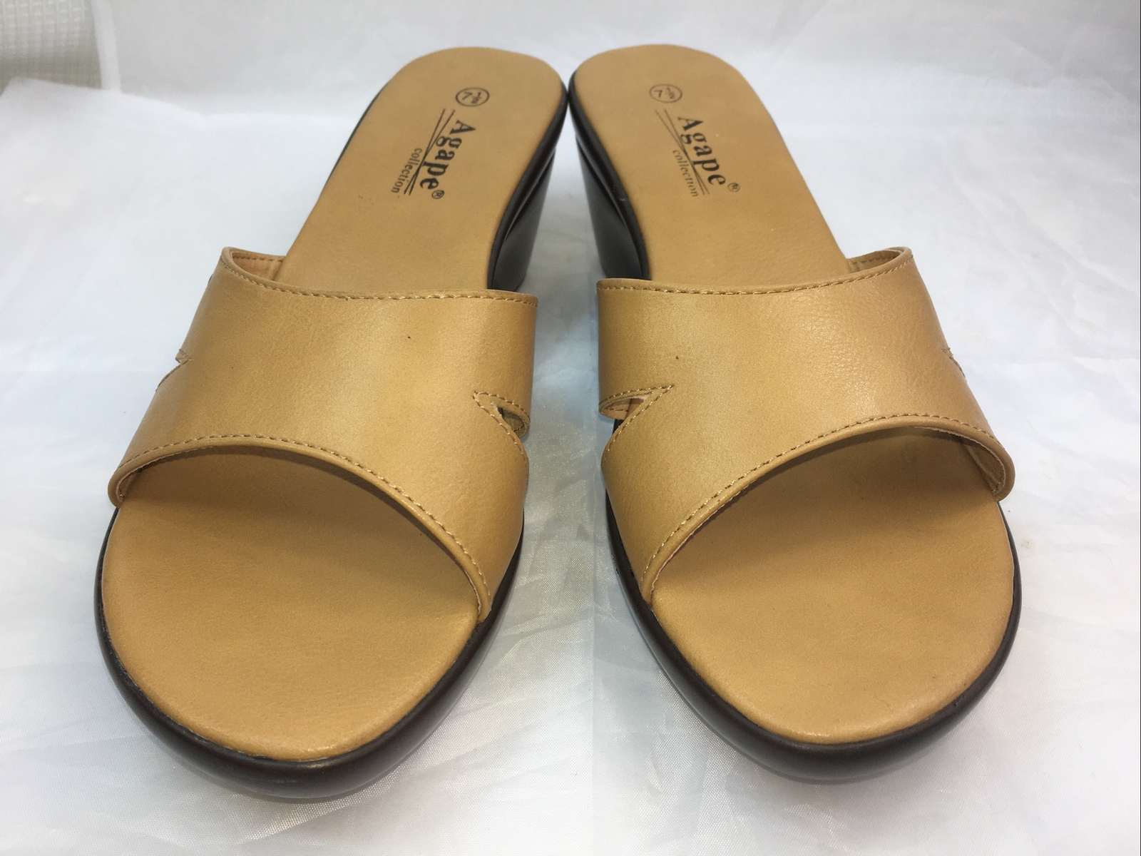 AGAPE-PROPET-BEIGE Women Sandal MULE PLATFORM Slide 2.5" MID-WEDGE HEEL ...