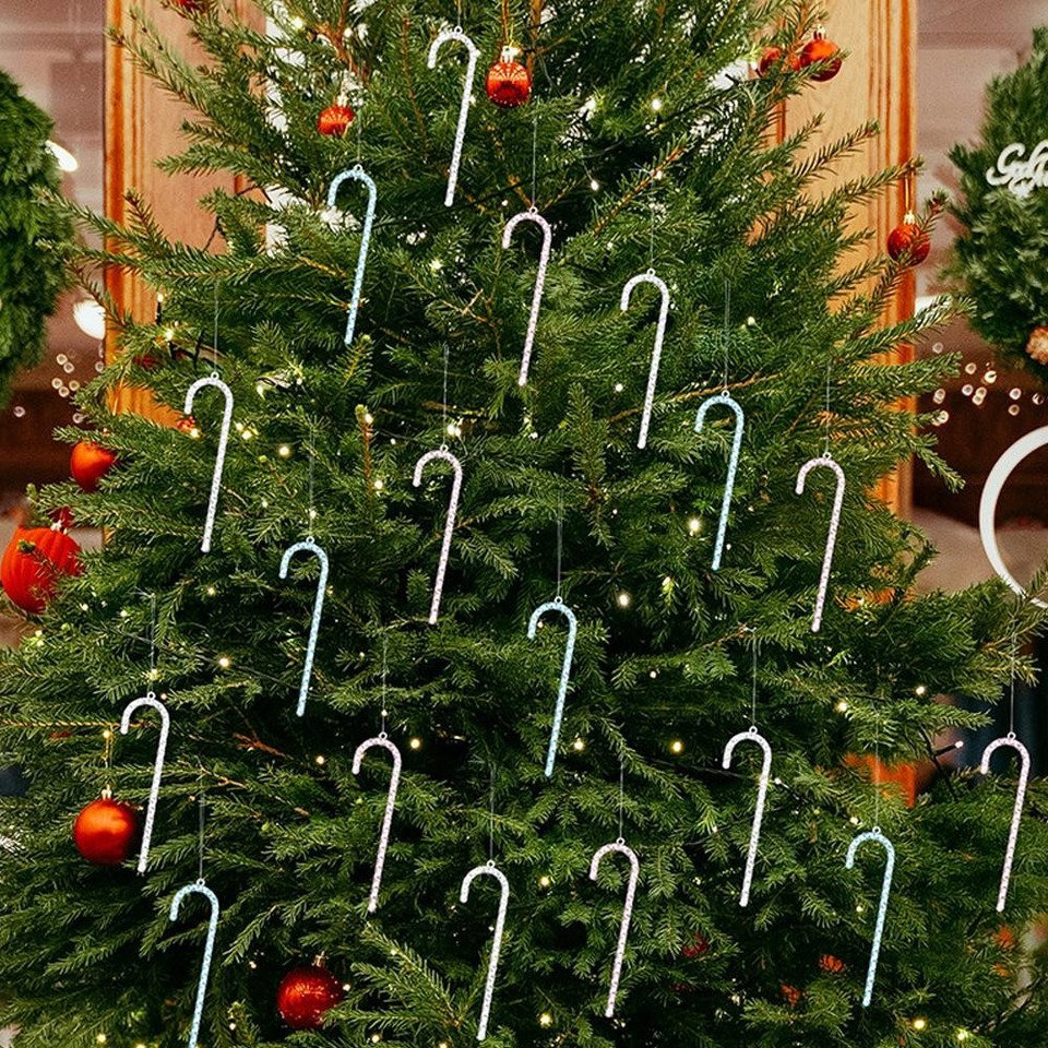 6/12 Pcs Acrylic Walking Stick Christmas Tree Hanging Pendants Decor ...