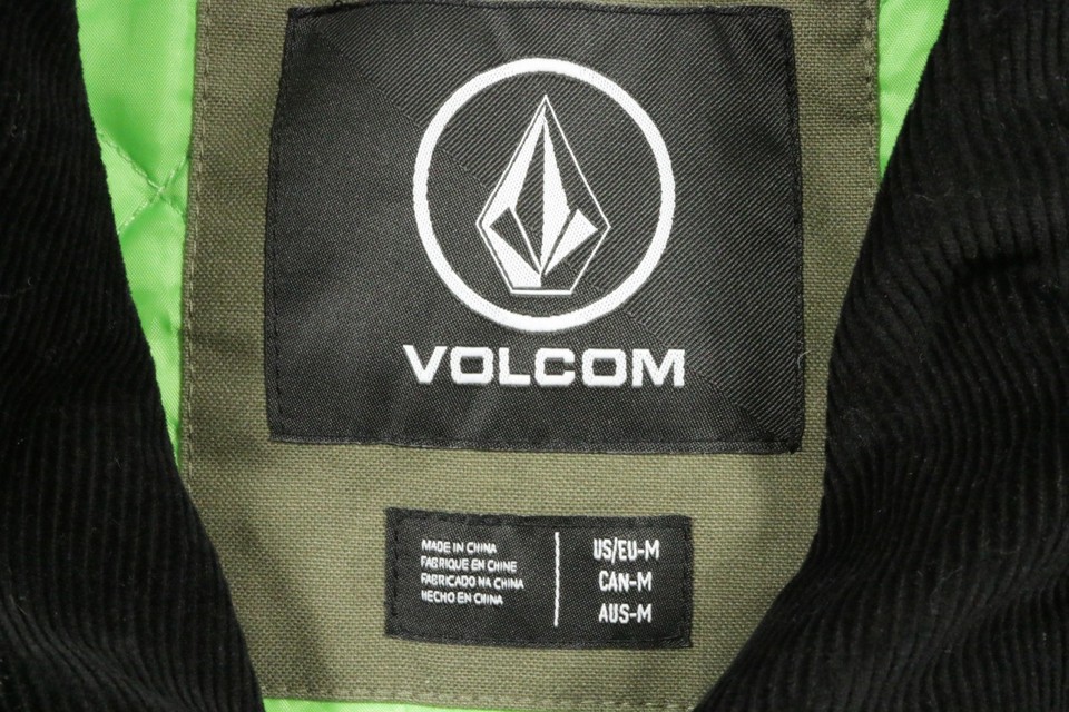 Volcom Jacket Mens Medium Olive Corduroy Collar Quilted Chore Workwear ...