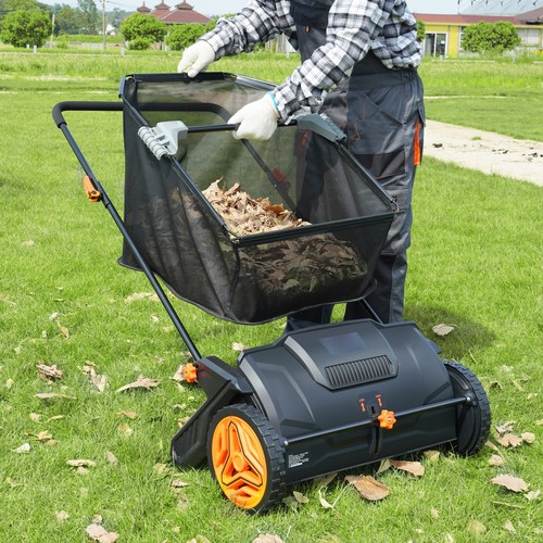 Lawn Sweeper Push Leaf Grass Collector 21" 3.5 Cu. Ft. Capacity ...