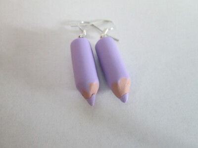 Boucle d'oreille " Crayon Lila ",en fimo,NEUVES! | eBay