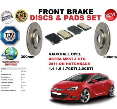 FOR VAUXHALL OPEL ASTRA J GTC 2011- 300MM FRONT BRAKE DISCS SET + BRAKE ...