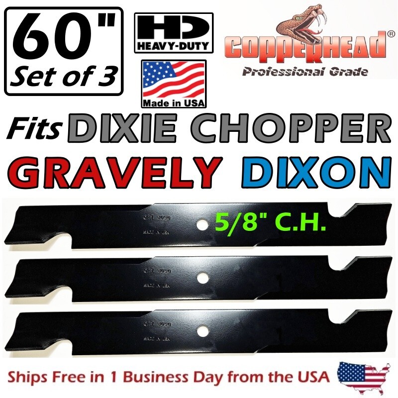 COPPERHEAD 3-PACK 60" HD DIXIE CHOPPER BLADES 30227-60V -MADE IN USA -1 ...